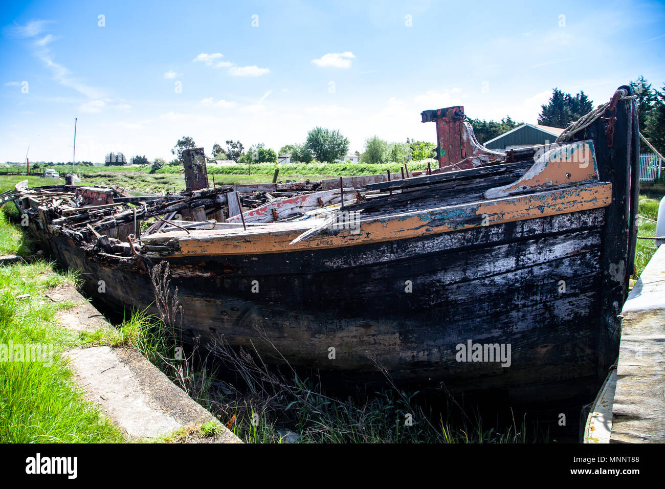 Wreck old wooden barge abandoned hi-res stock photography and images ...