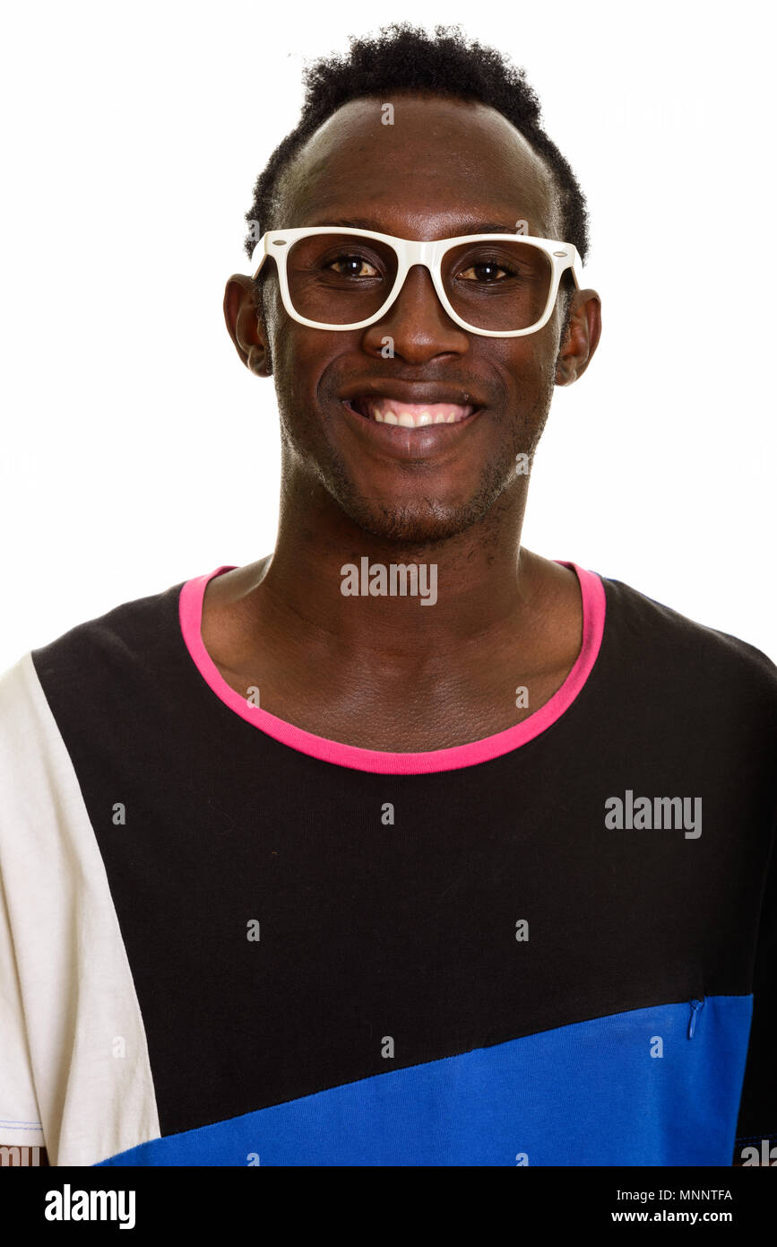 Face of young happy black African man smiling Stock Photo - Alamy