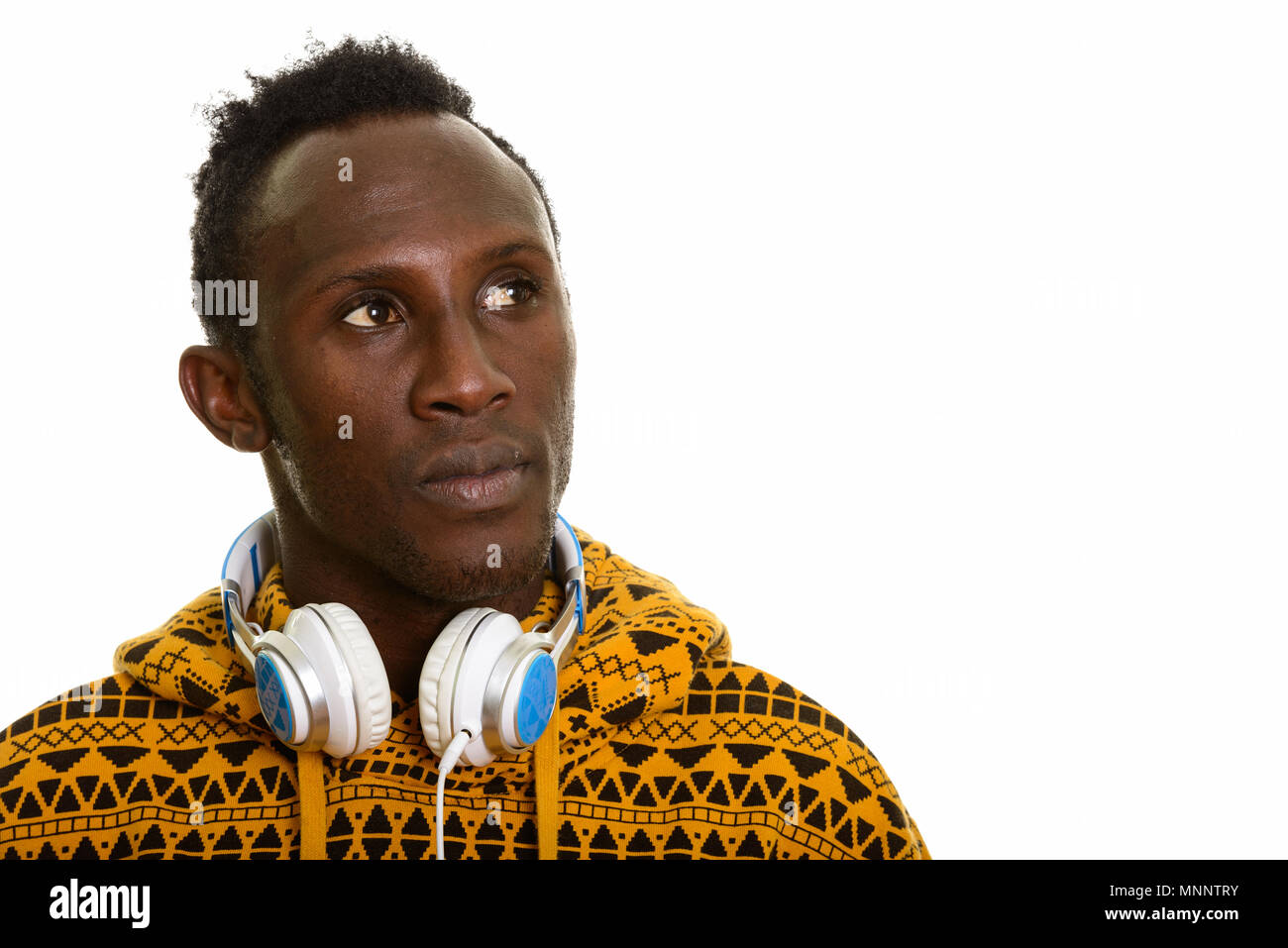 Young black man headphones hi-res stock photography and images - Alamy