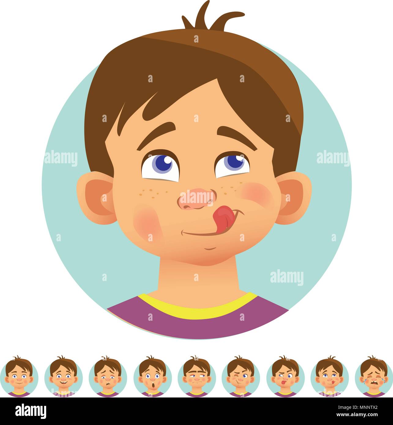 Set of human emotions. Facial expression. Set of emoticons. Flat vector ...