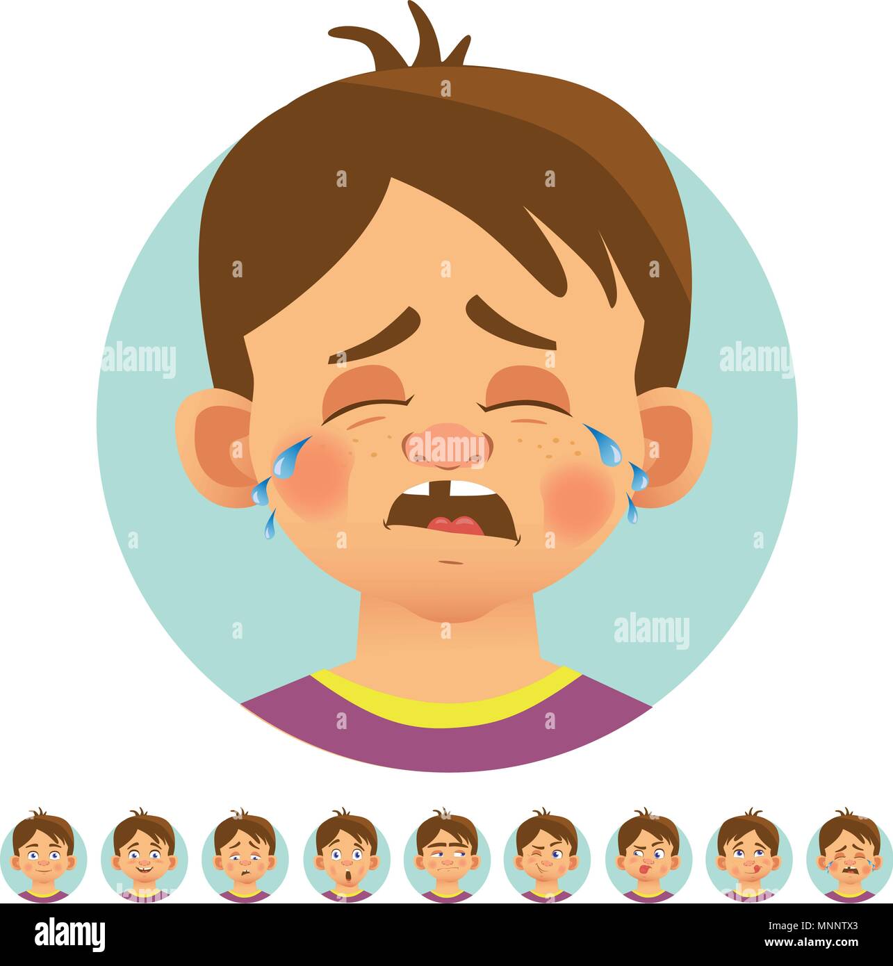 Set of human emotions. Facial expression. Set of emoticons. Flat vector ...