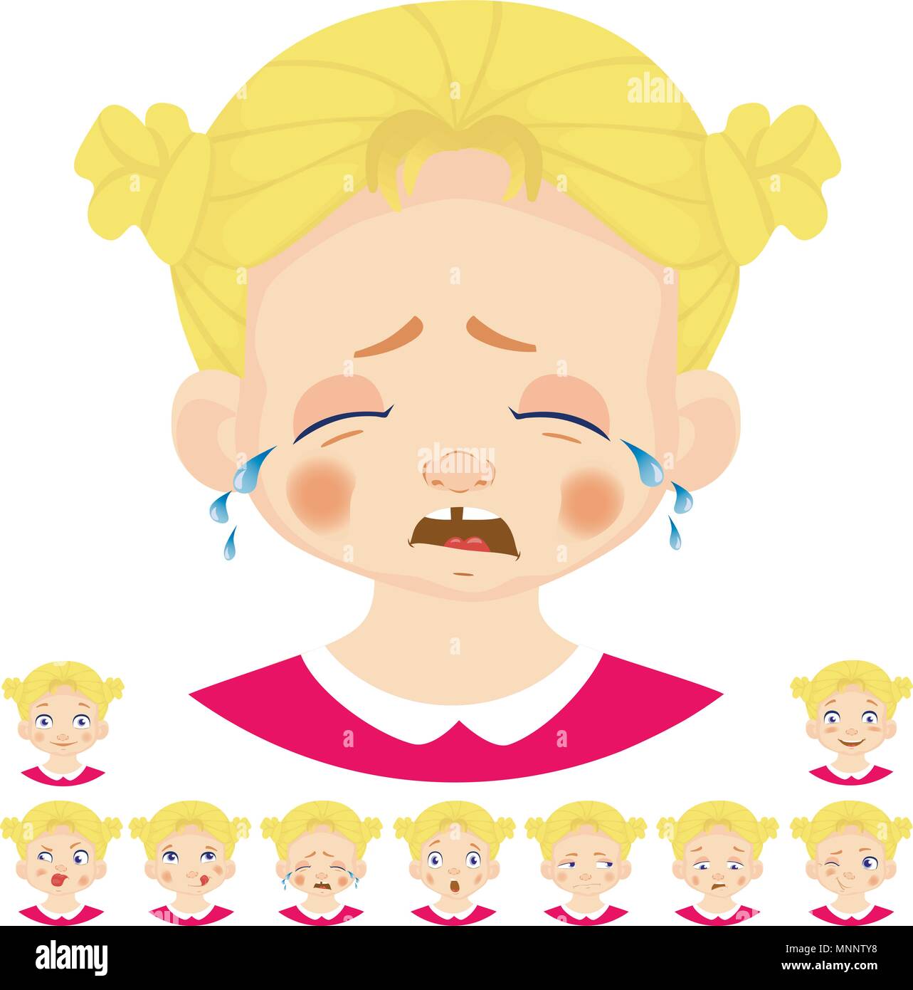 Set of human emotions. Facial expression. Set of emoticons. Flat vector ...