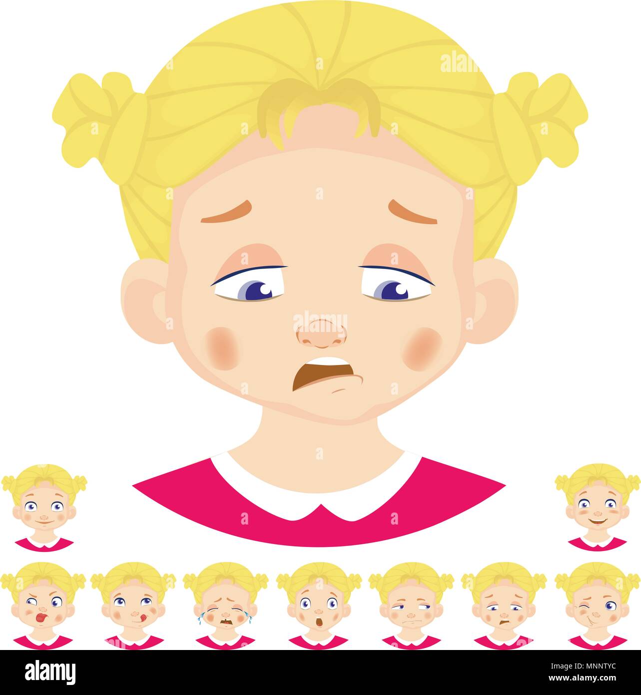 Set of human emotions. Facial expression. Set of emoticons. Flat vector ...