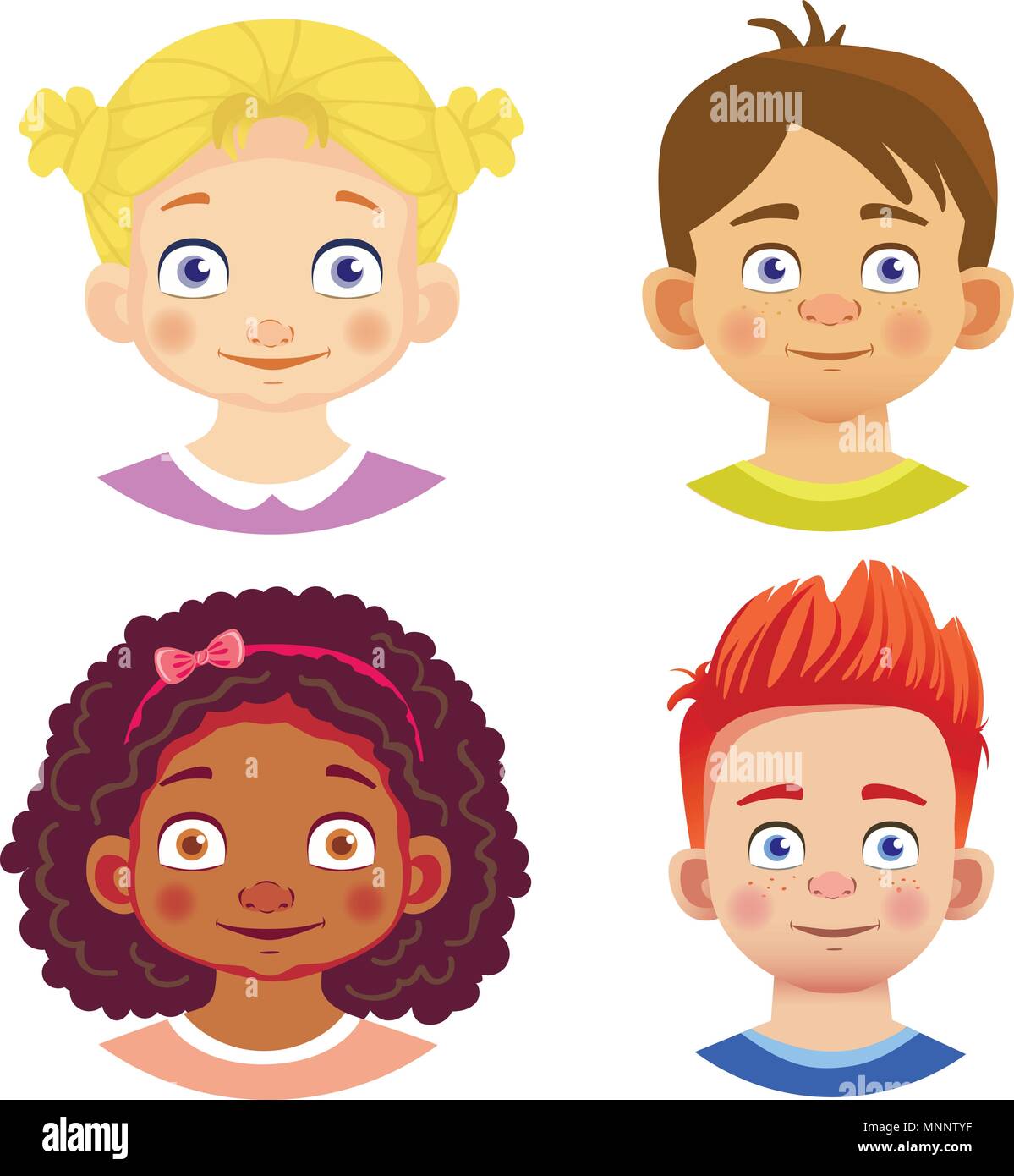 Set of girls and boy character. Human emotions. Facial expression. Set ...