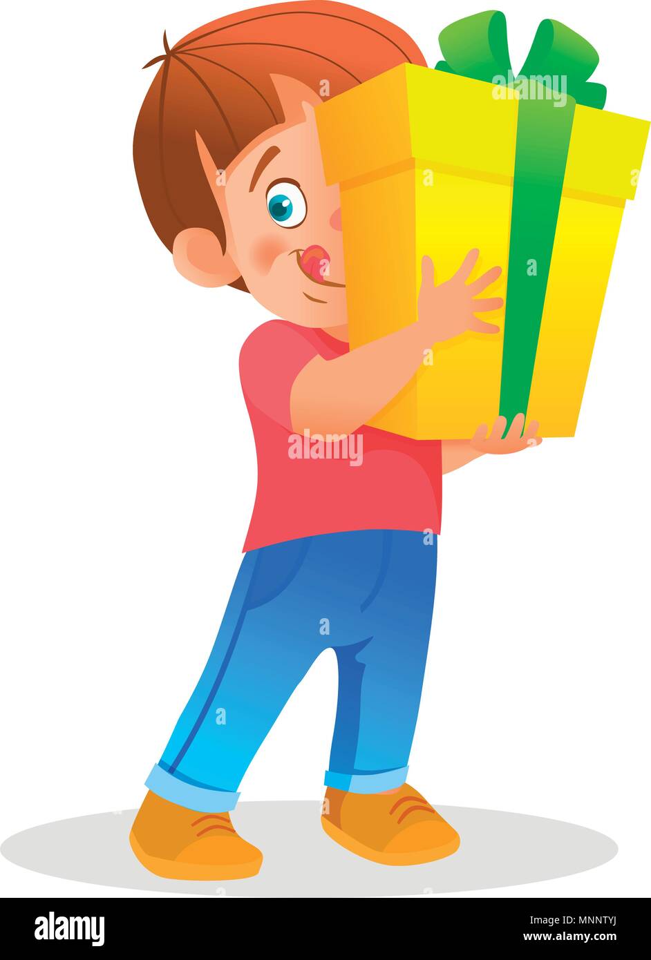 Boy give gift cartoon hi-res stock photography and images - Alamy