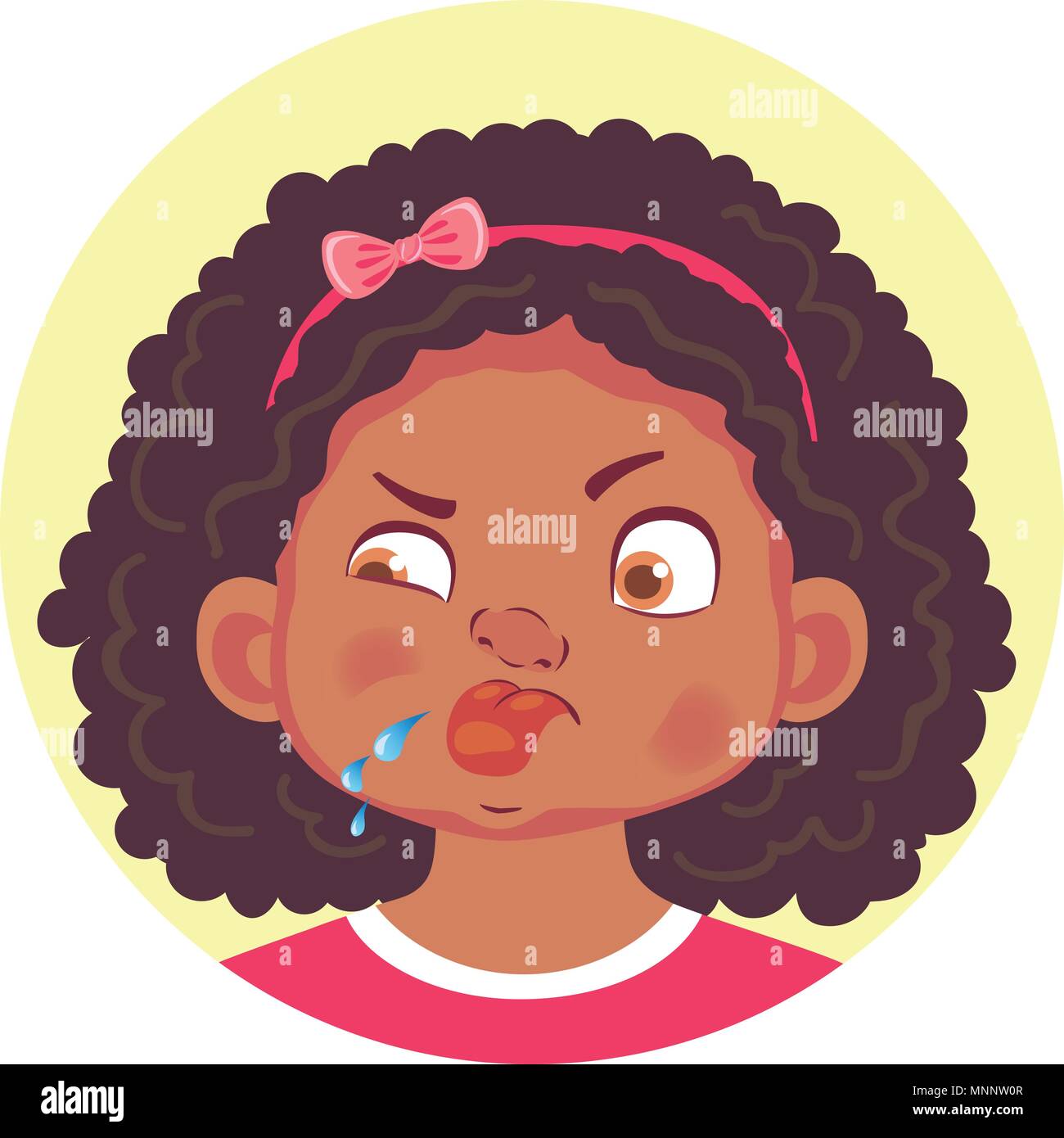African girls emotions. Facial expression. Set of emoticons. Flat ...