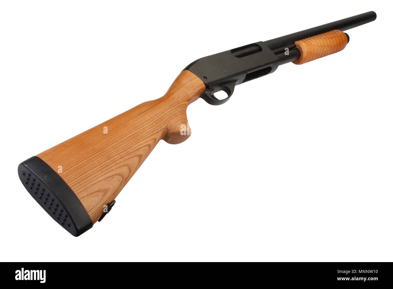 pump action shotgun isolated on white Stock Photo - Alamy