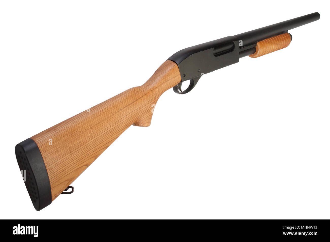 pump action shotgun isolated on white Stock Photo - Alamy