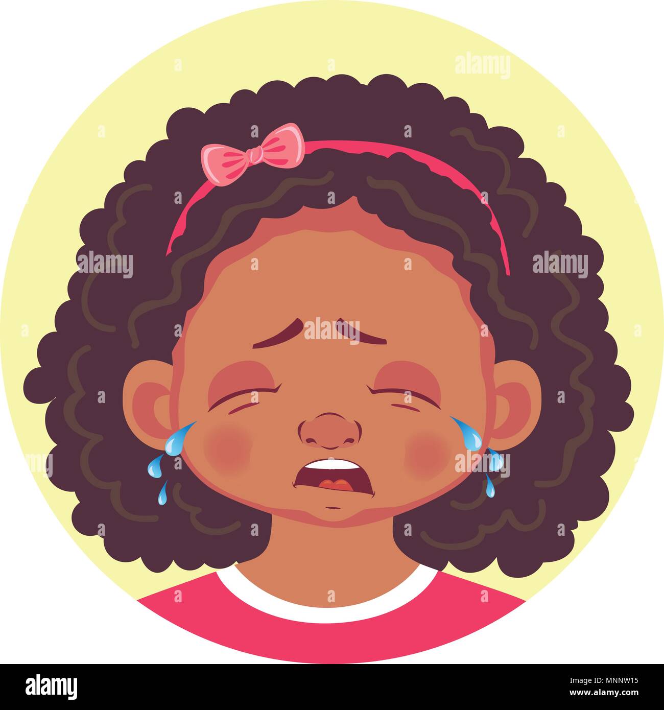 African girls emotions. Facial expression. Set of emoticons. Flat ...