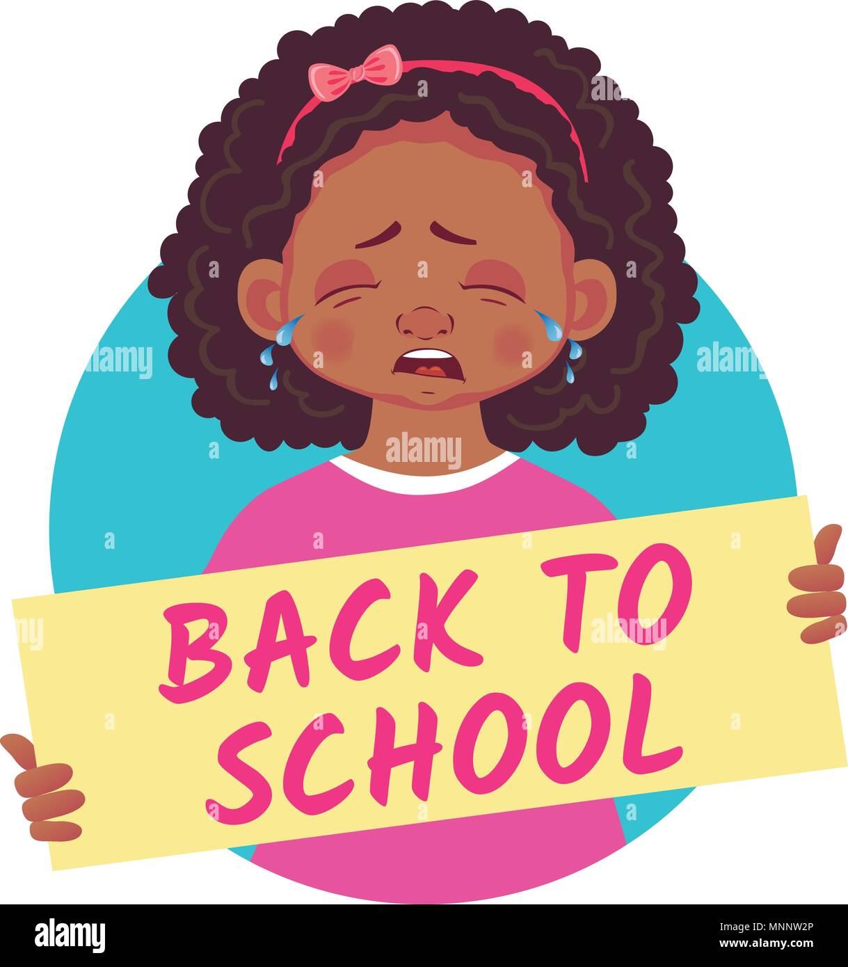 Back to school banner. African or Afro-American girl holding poster ...
