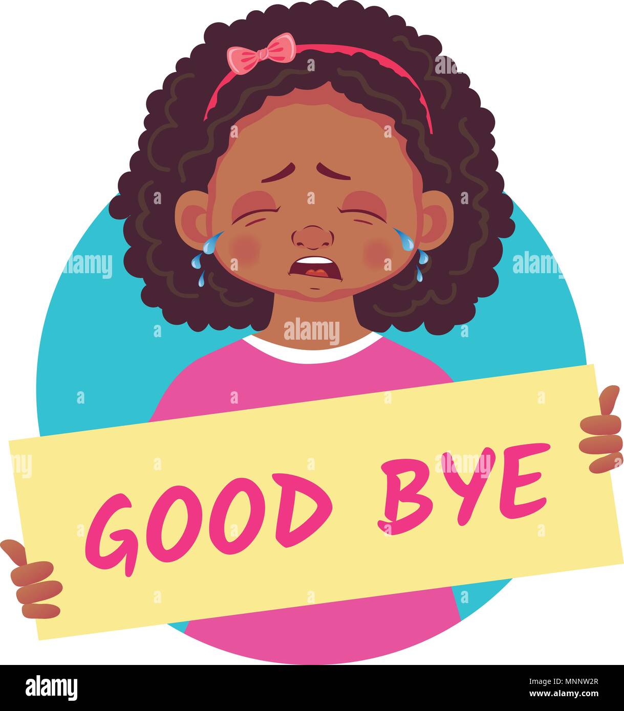 Good bye banner. African or Afro-American girl holding poster - Good ...