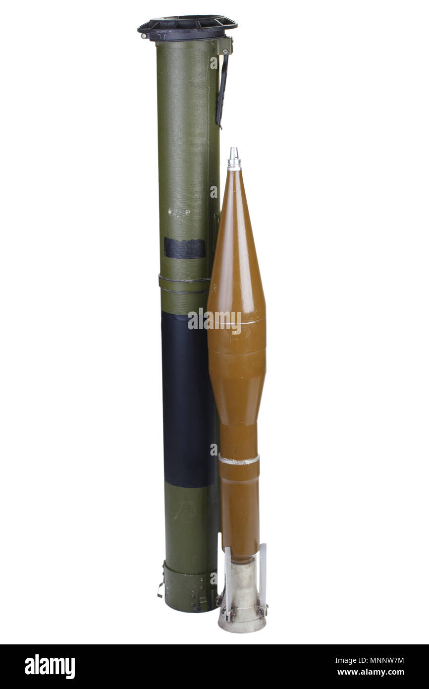 anti-tank rocket propelled grenade launcher with HEAT grenade isolated ...