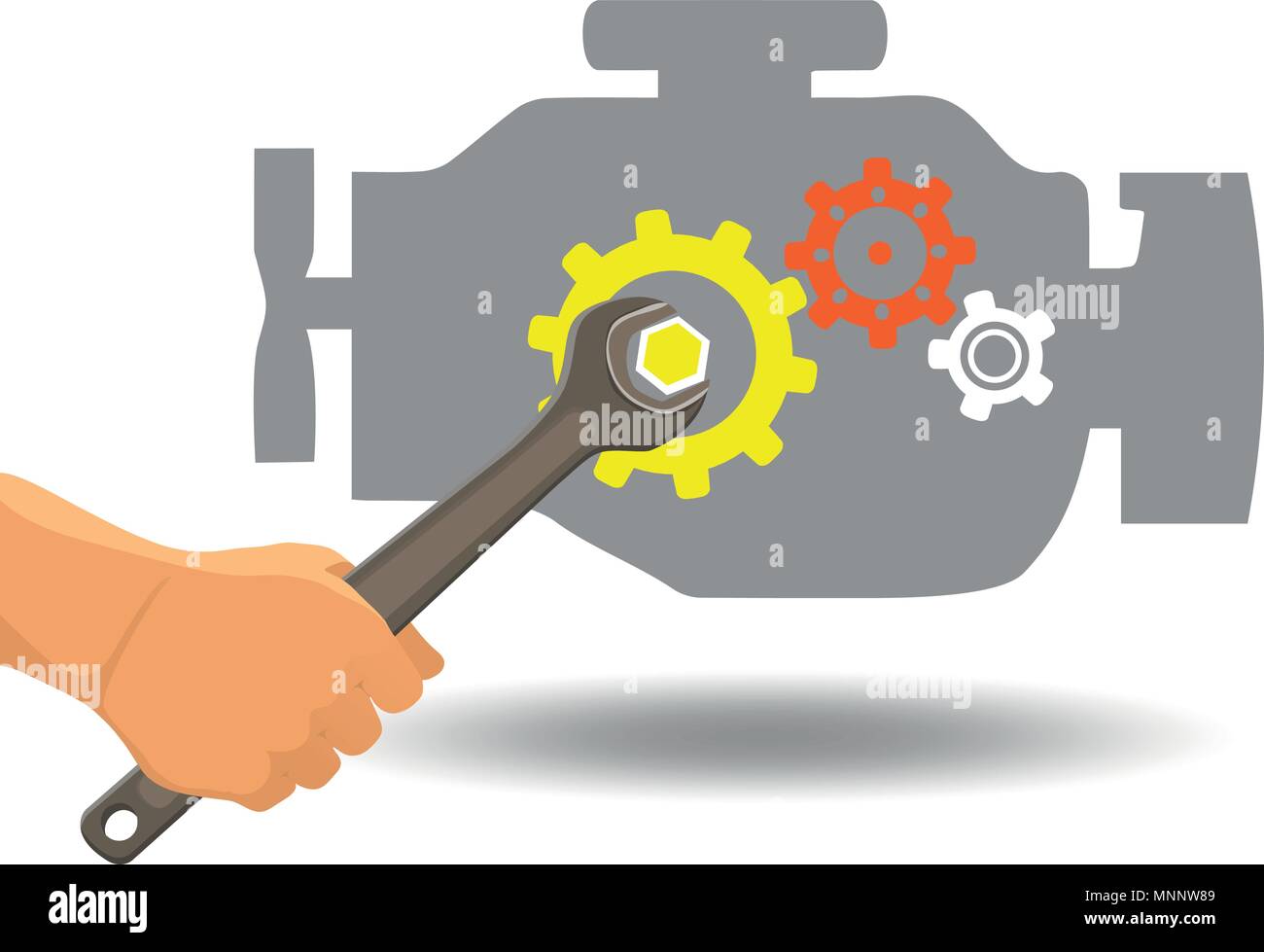 Car engine repair. Engine flat vector illustration Stock Vector Image ...