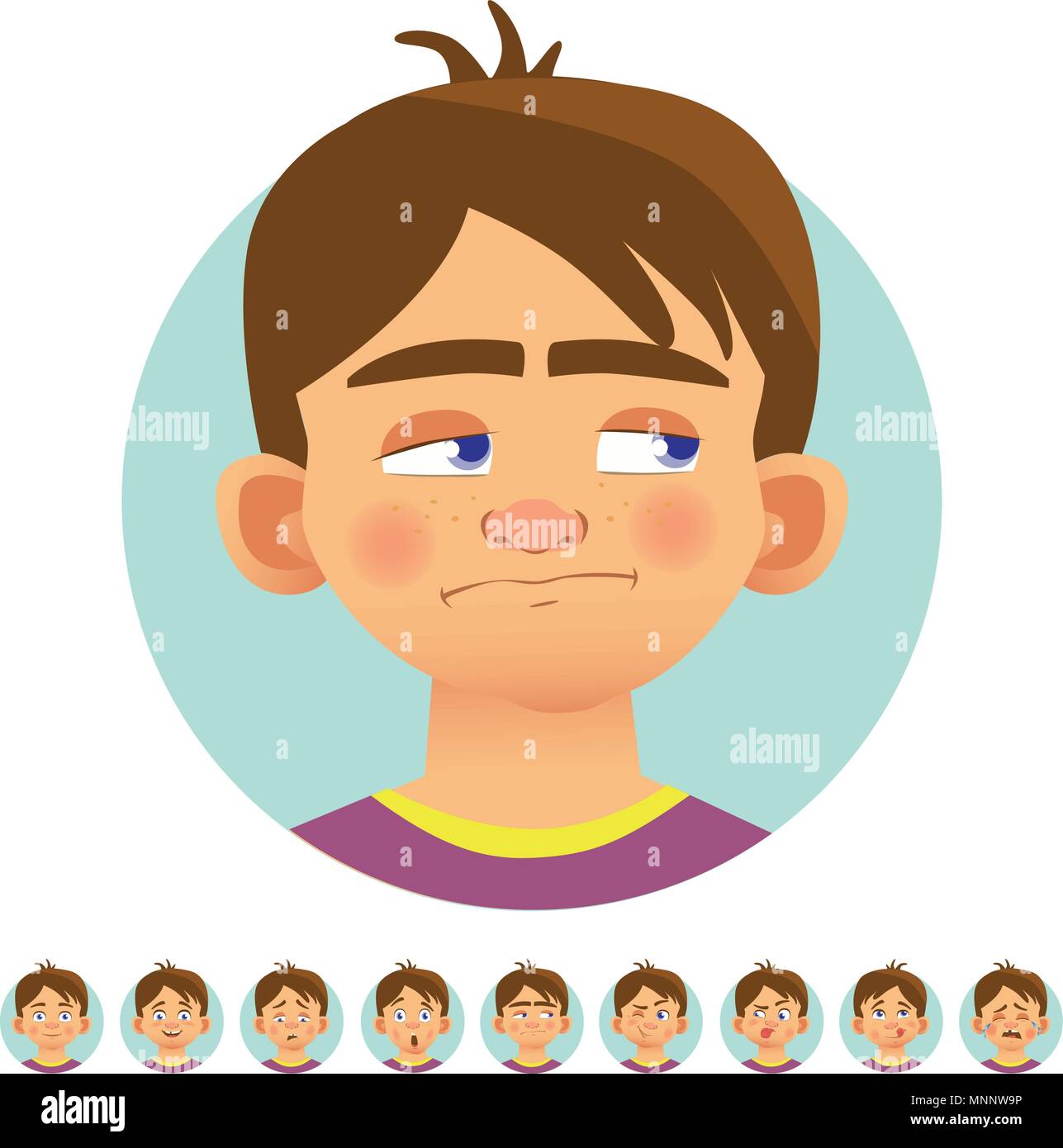 Set of human emotions. Facial expression. Set of emoticons. Flat vector ...