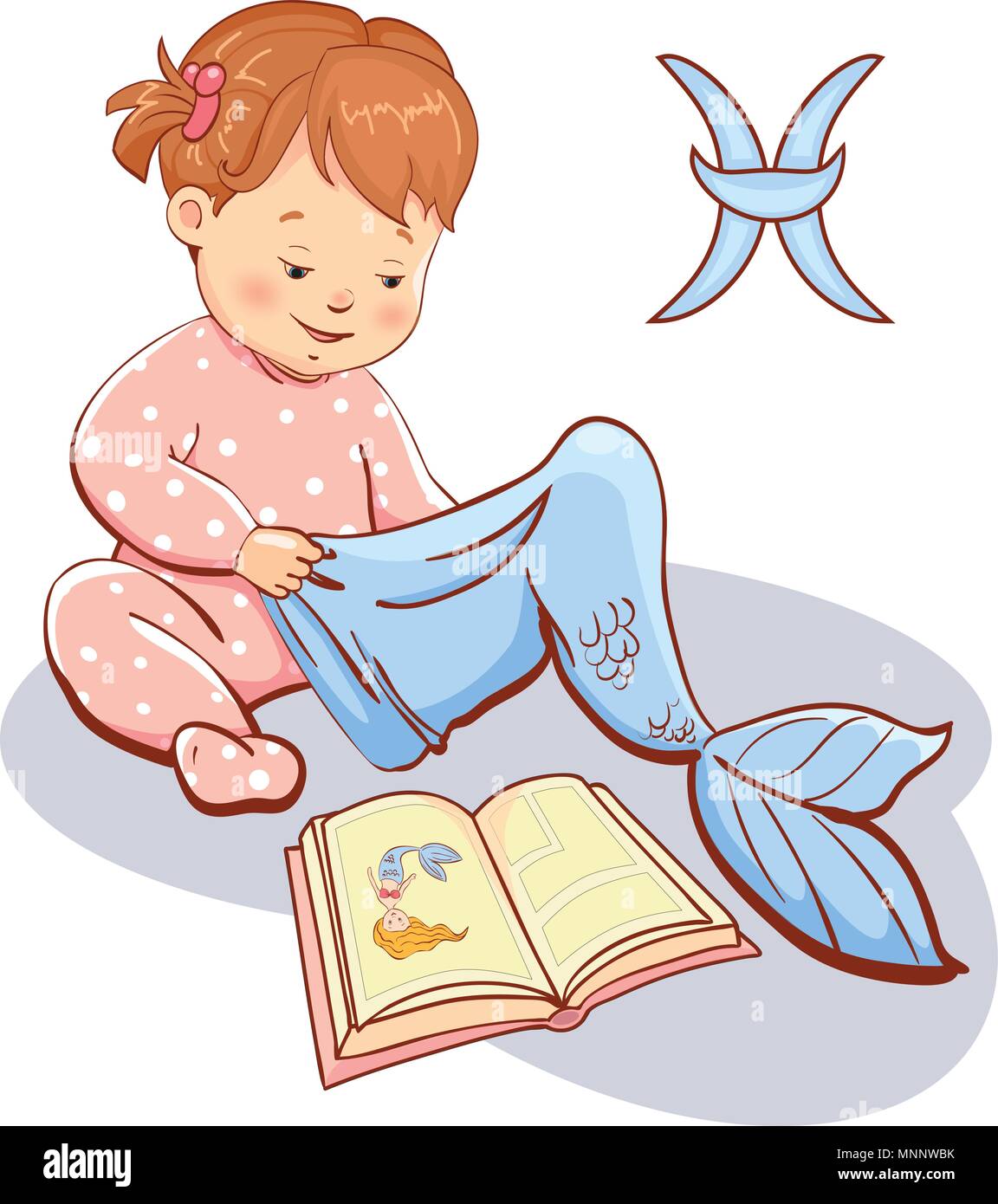 Horoscope. Zodiac sign Pisces. Girl wears mermaid costume Stock Vector ...