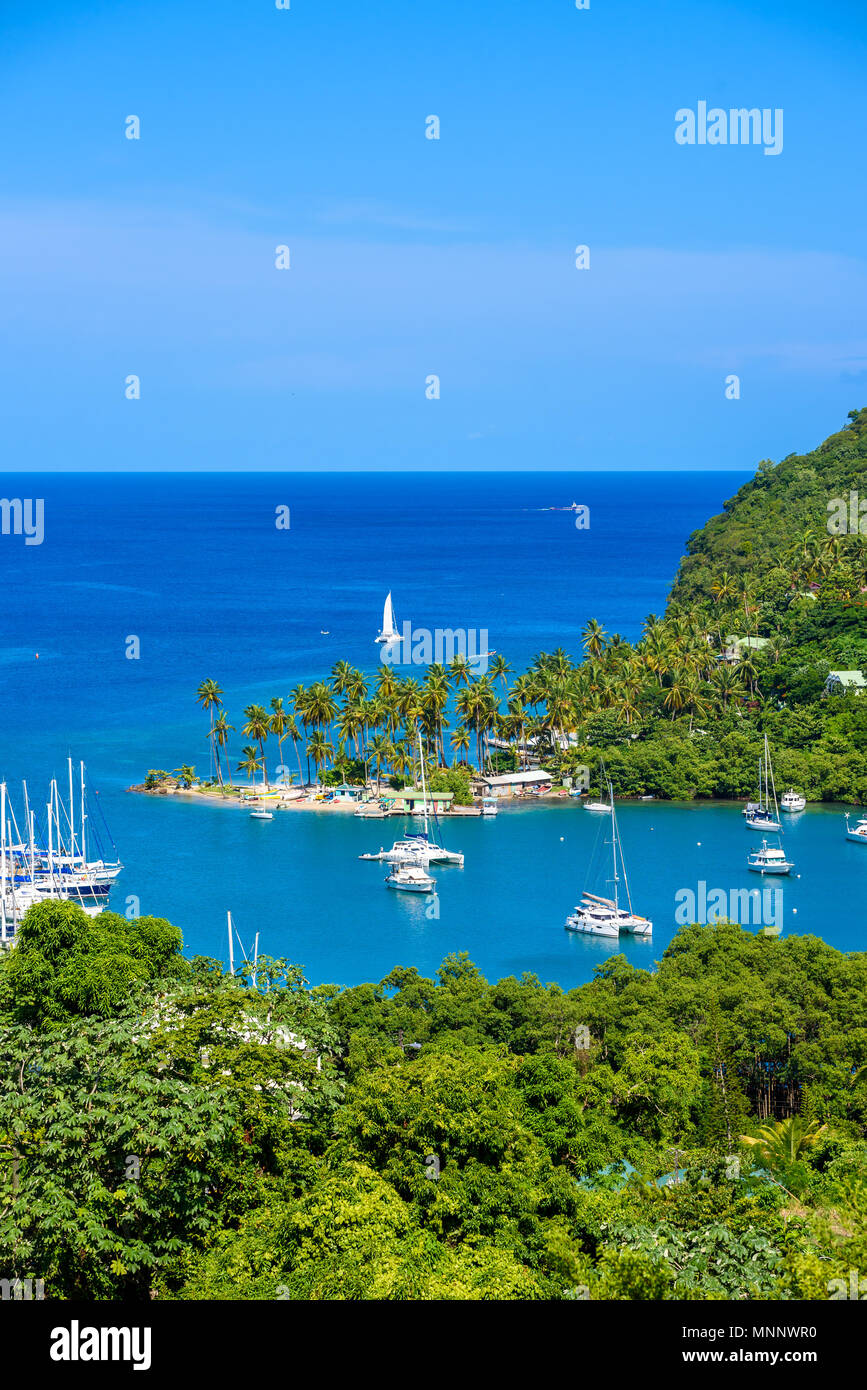 Marigot Bay, Saint Lucia, Caribbean. Tropical bay and beach in exotic ...