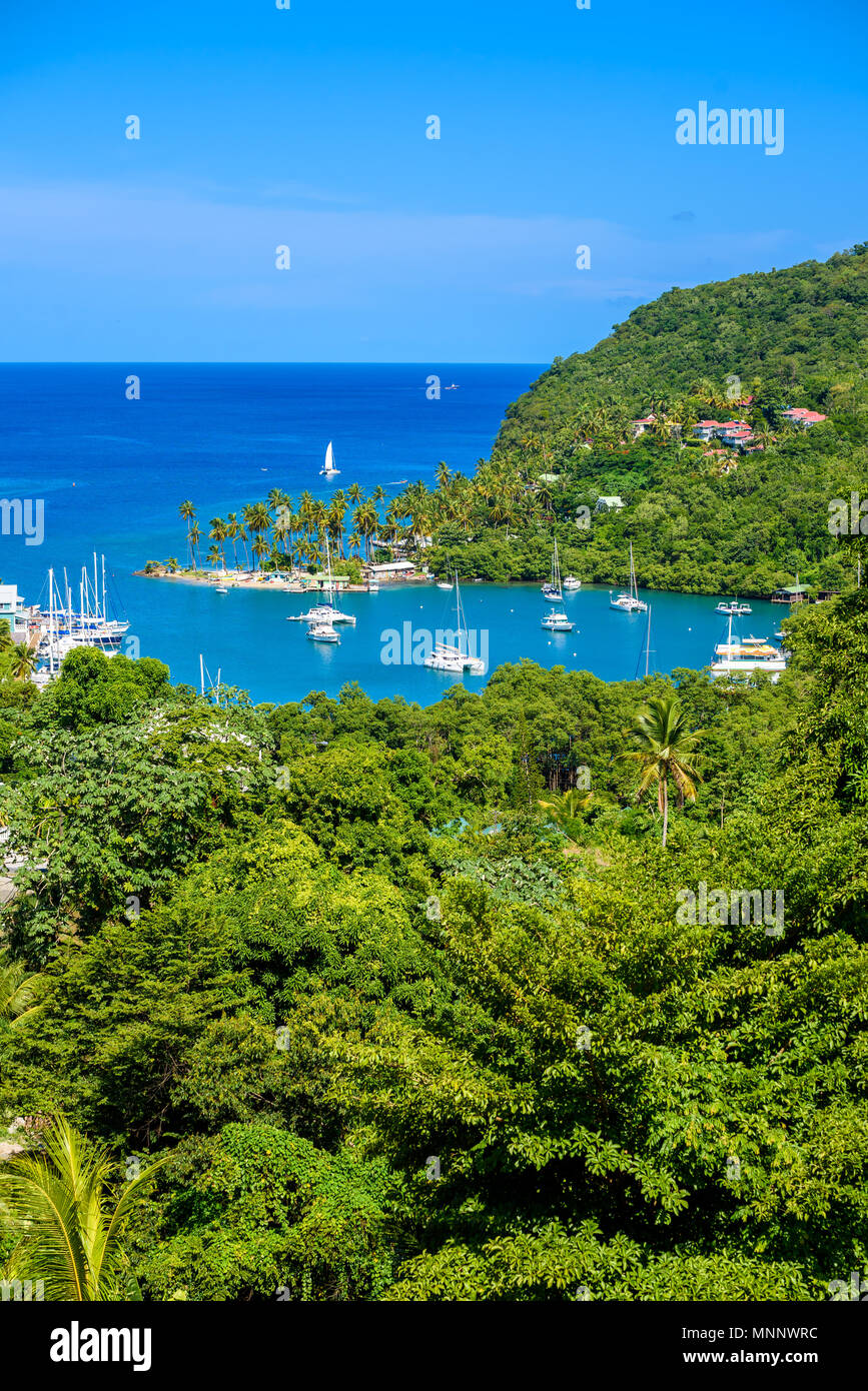 Marigot Bay, Saint Lucia, Caribbean. Tropical bay and beach in exotic ...