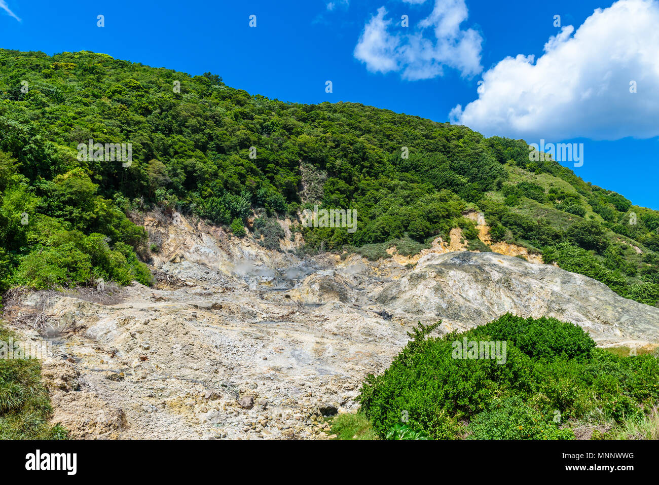 View of Drive-In Volcano Sulphur Springs on the Caribbean island of St ...