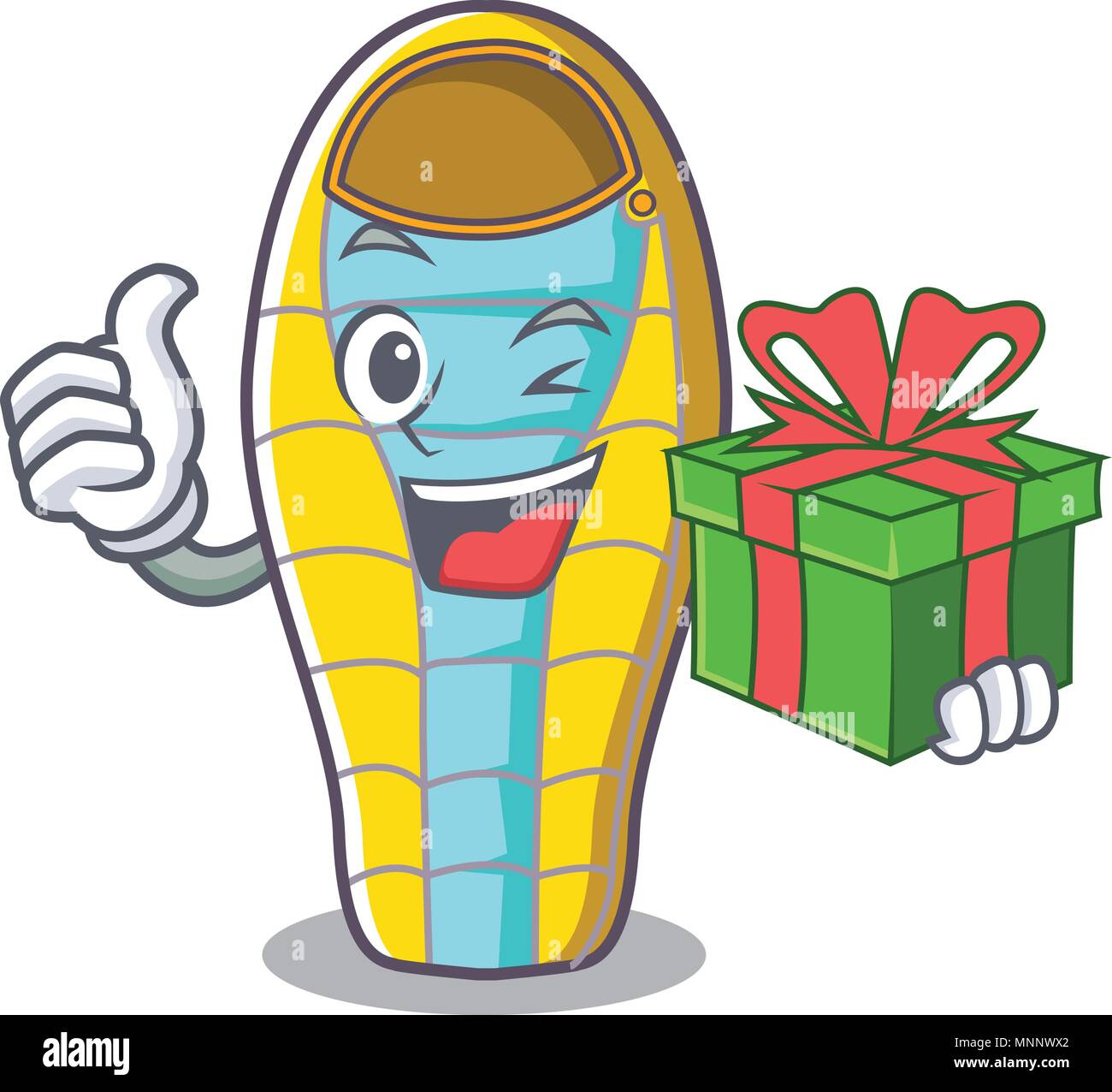 With gift sleeping bad mascot cartoon vector illustration Stock Vector ...