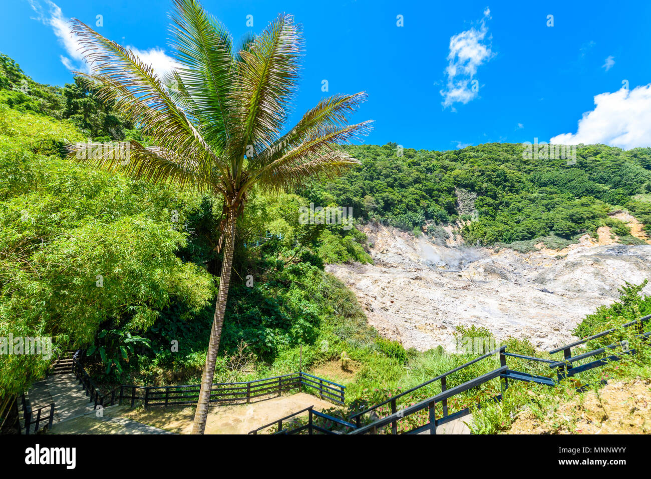 View of Drive-In Volcano Sulphur Springs on the Caribbean island of St ...