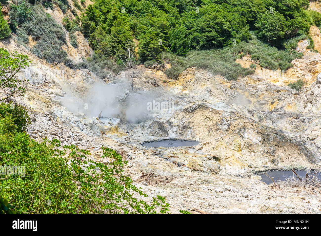 View of Drive-In Volcano Sulphur Springs on the Caribbean island of St ...