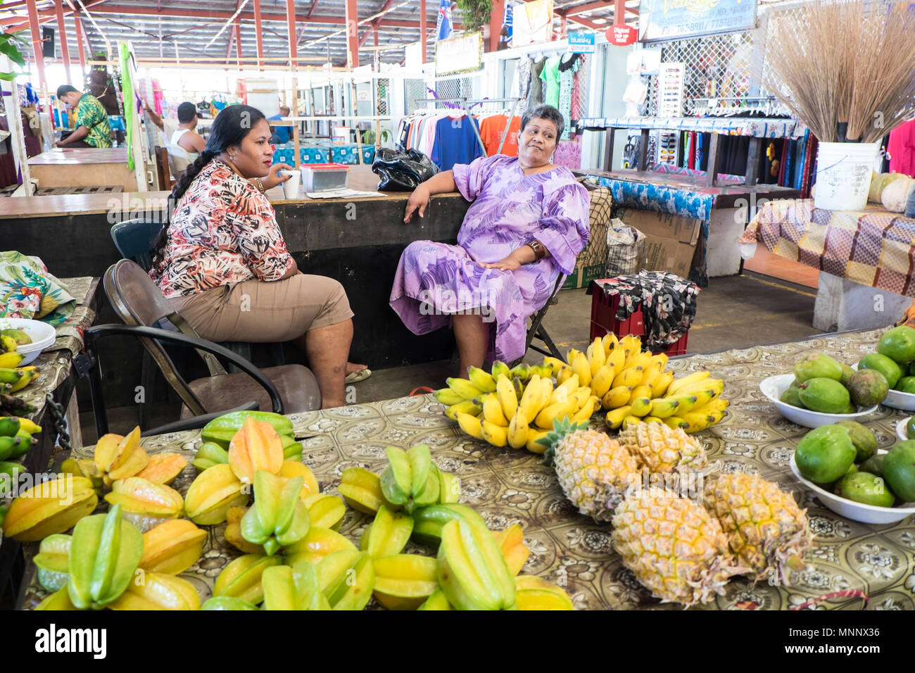 Apia, Samoa - October 27, 2017: female stallholders selling fruit at ...