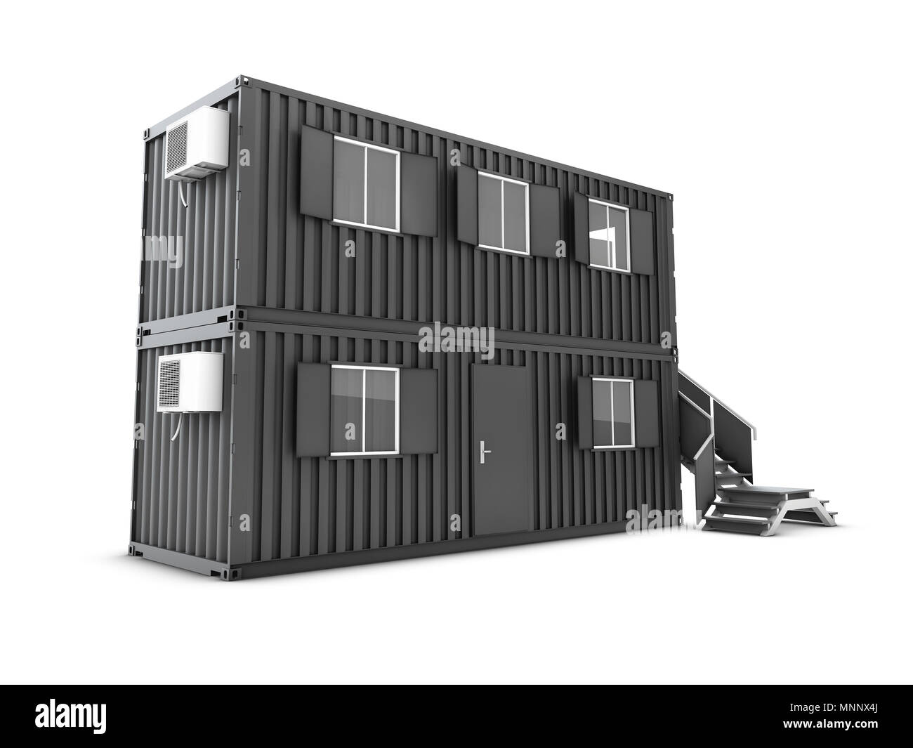 Converted old shipping container into building office with locker room ...