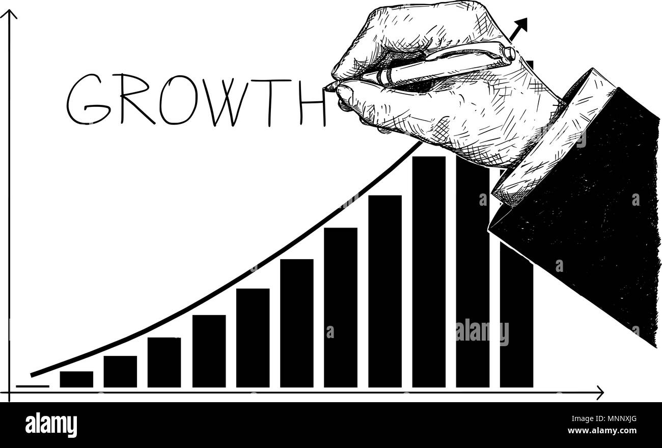 Cartoon of Histogram Financial Chart or Graph and Hand Writing Word ...