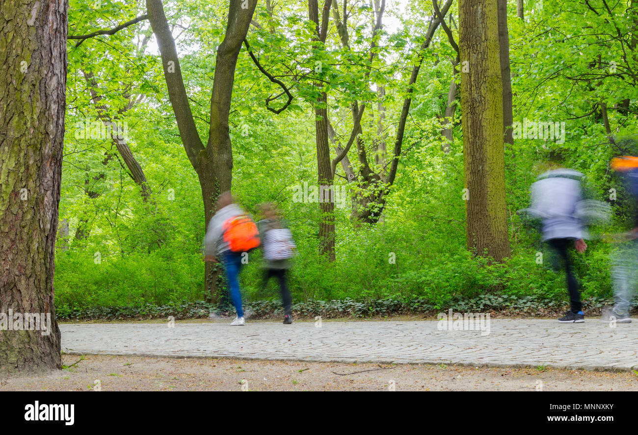 People walking in green park in spring Stock Photo - Alamy