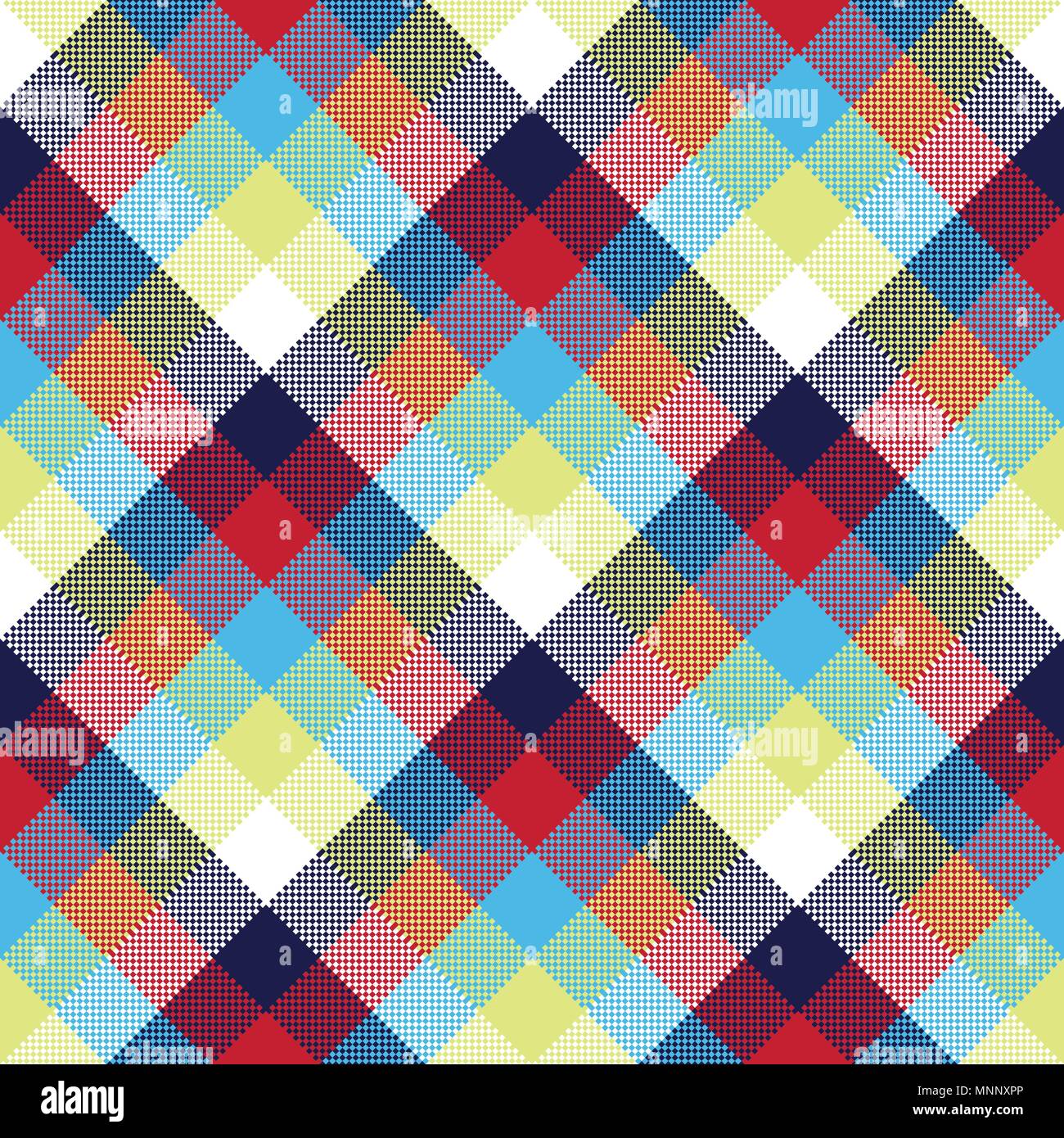 Colored check pixel tablecloth seamless pattern. Vector illustration ...