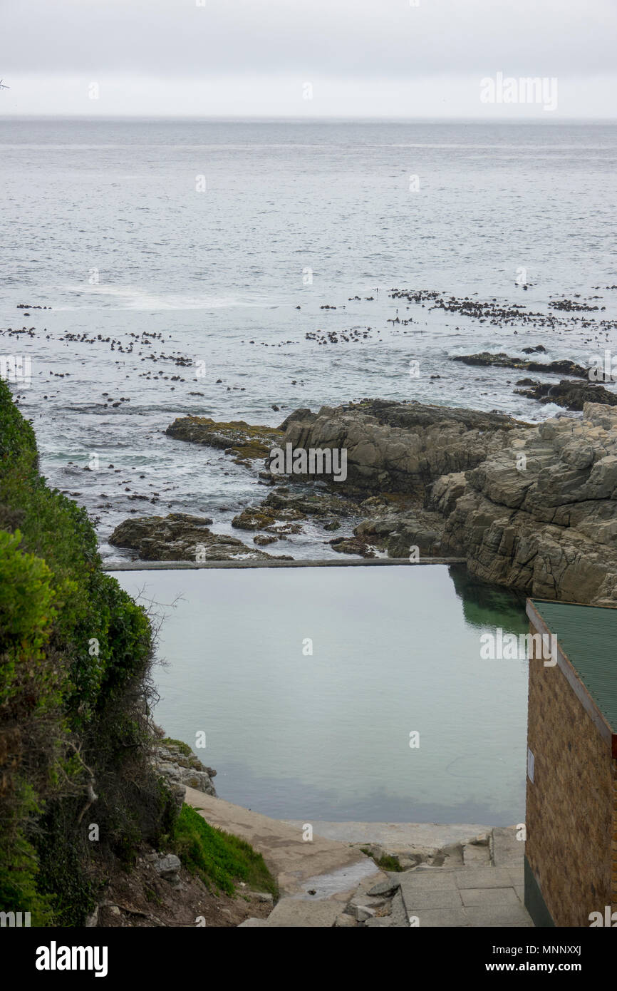 Fick's Pool, Hermanus during an overcast day in the off-season, South ...