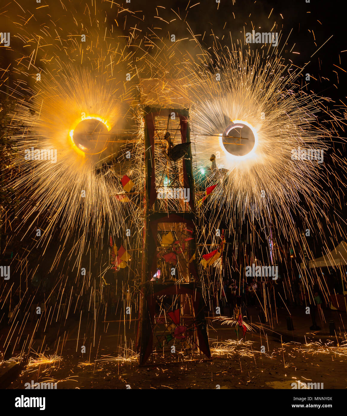 Wild fireworks Castles are common at Ecuadorian celebrations Stock ...