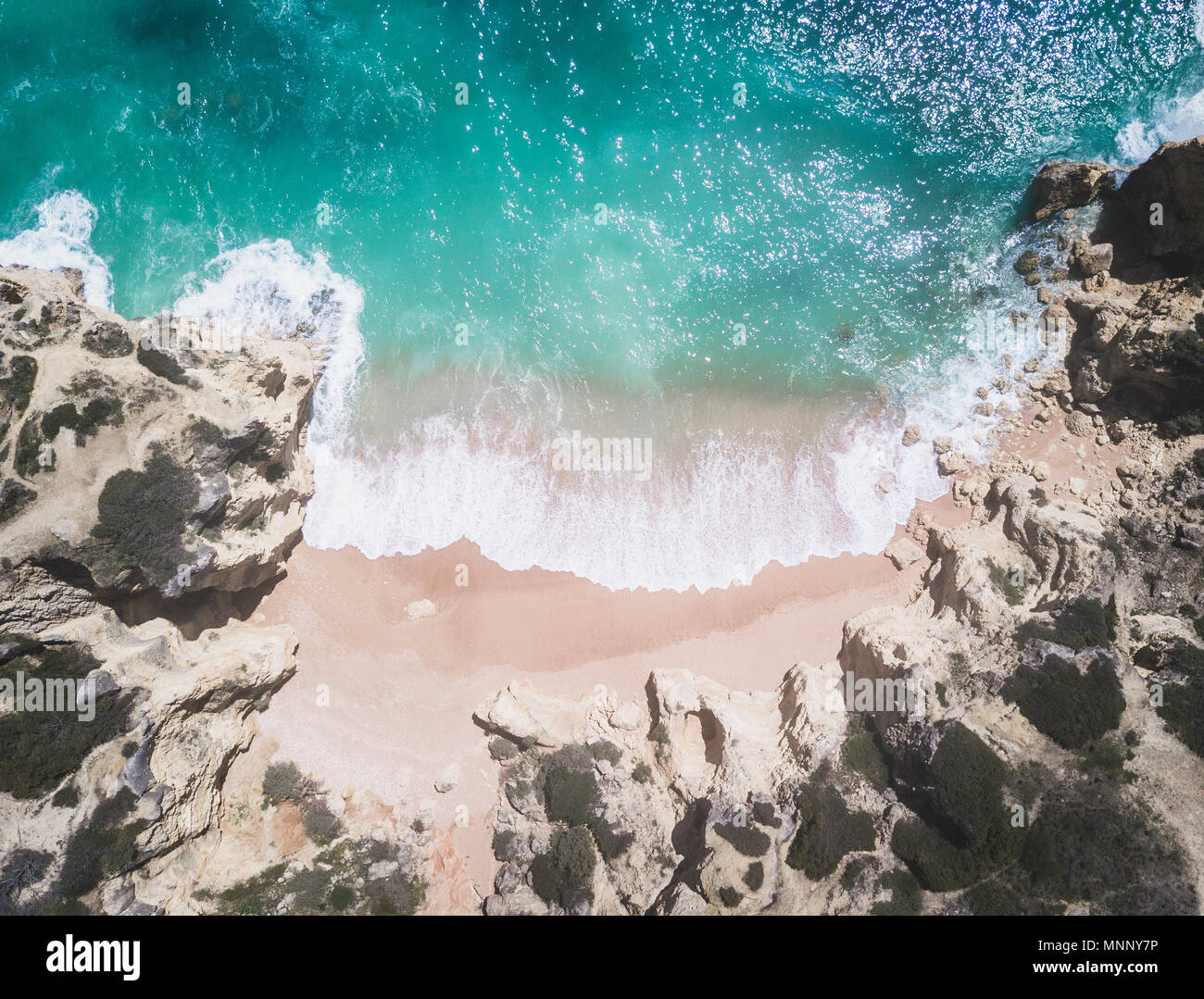 Aerial view of tropical sandy beach, cliffs and ocean Stock Photo - Alamy