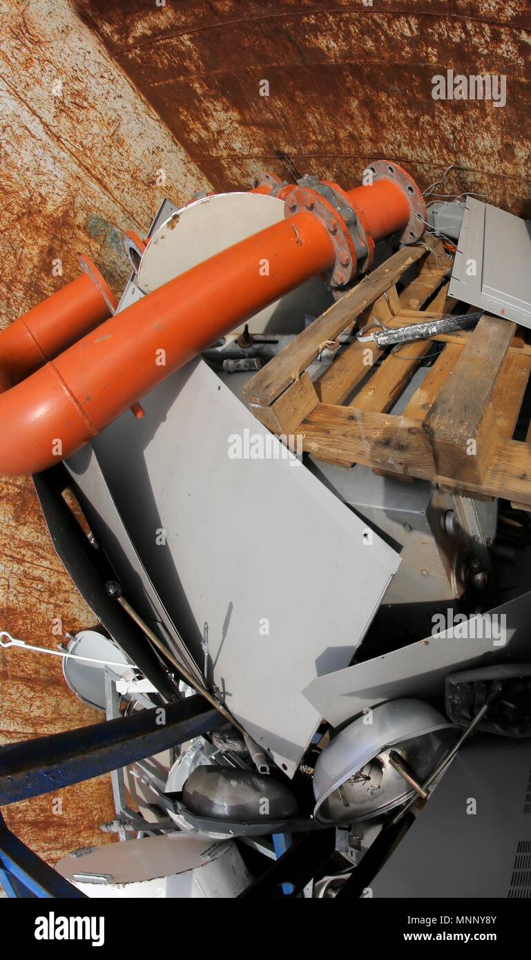 red tube of a landfill in a disused iron collection center Stock Photo ...
