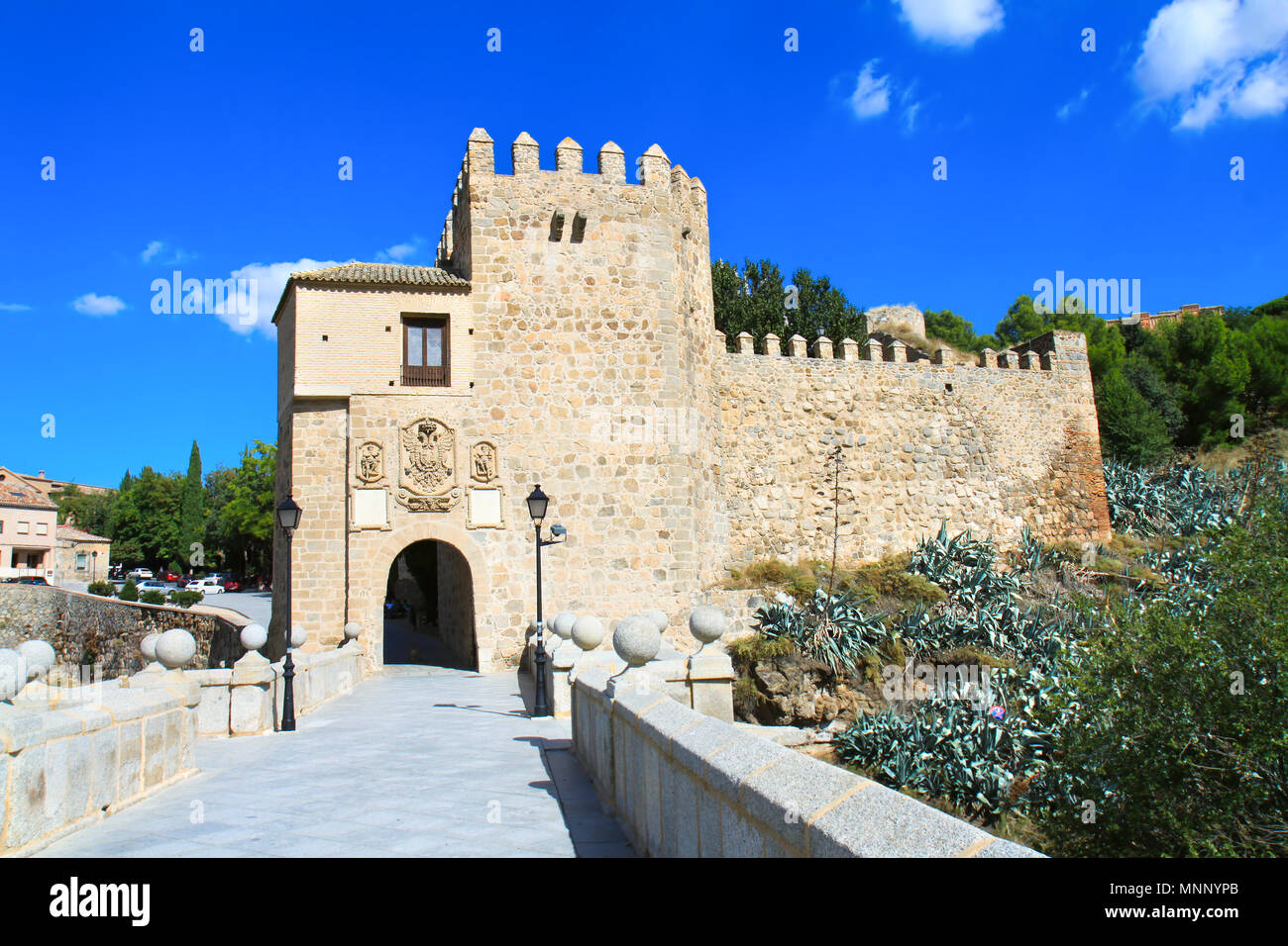 Old medieval landmark -Famous Saint Martin Bridge in Toledo. Spain ...