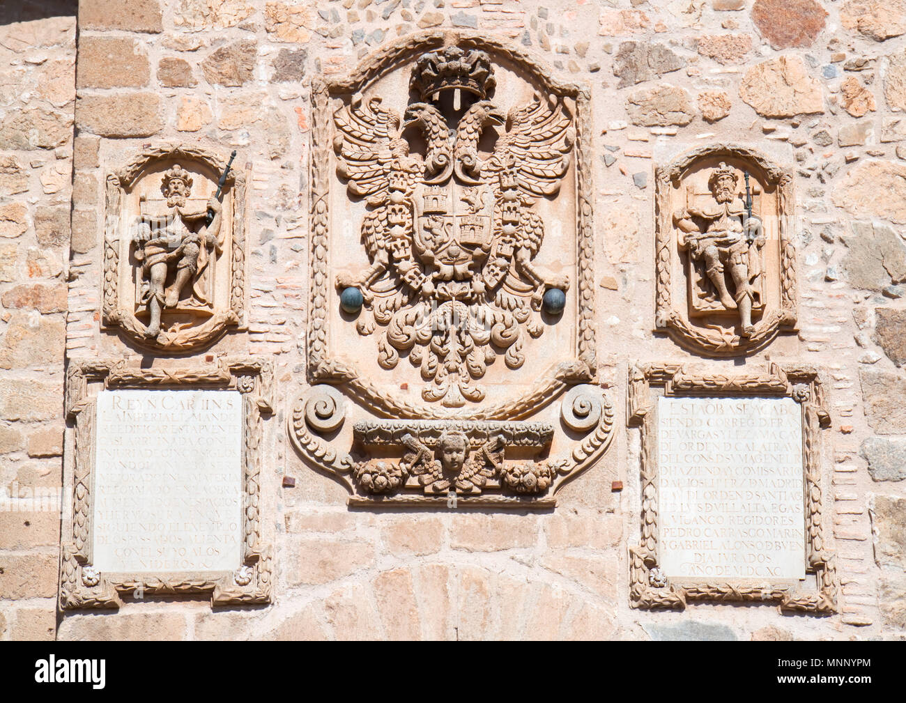 Coat of arms -details on wall of famous Saint Martin Bridge in Toledo ...