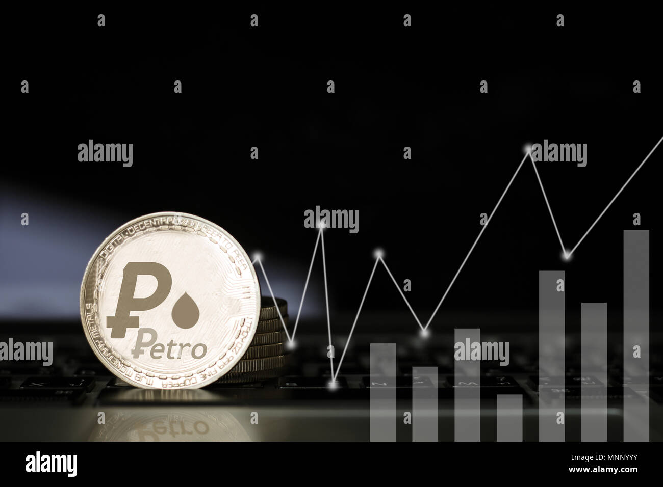 Petro coin on wall with finance growth graph, banking, capital and ...