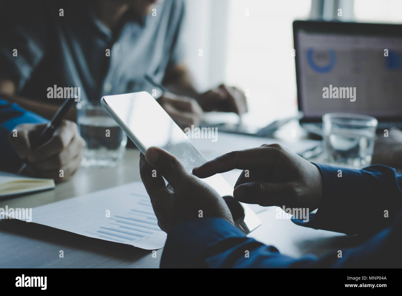 businessman use tablet and meeting, concept as teamwork and ...