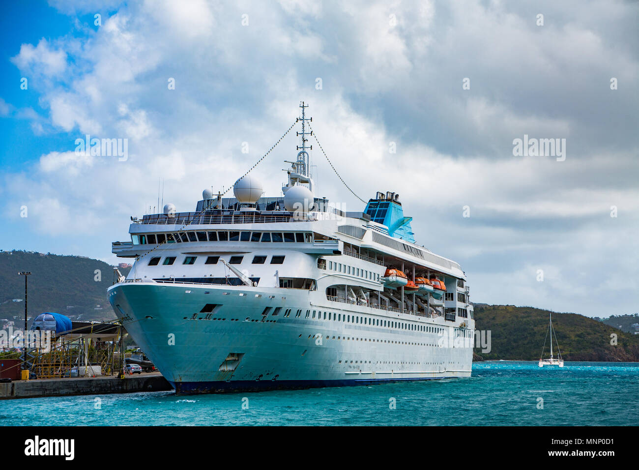 Small Cruise Ship Docked in St Thomas Stock Photo - Alamy