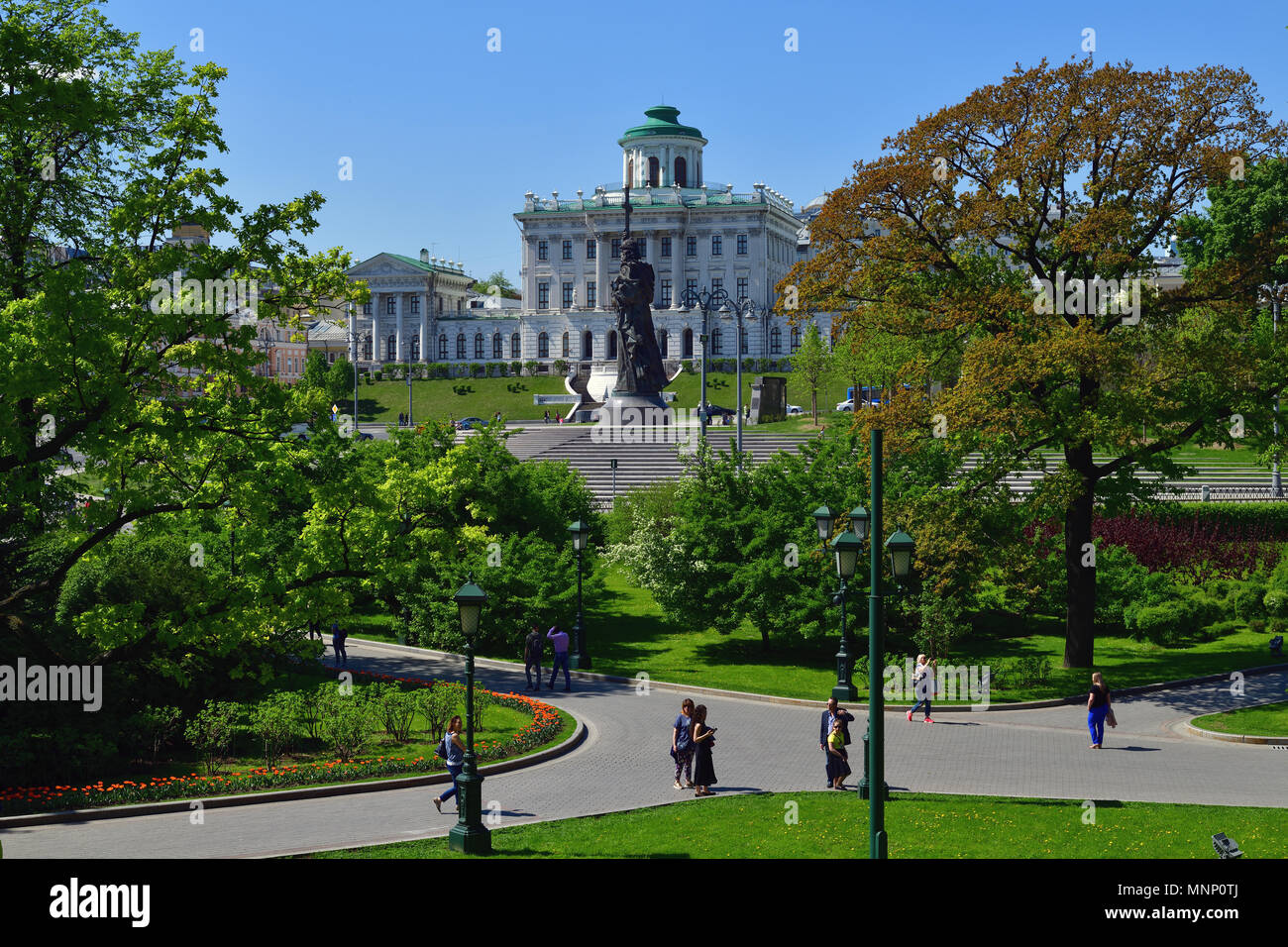 Moscow, Russia - May 12. 2018. View of Pashkov House and Monument to ...