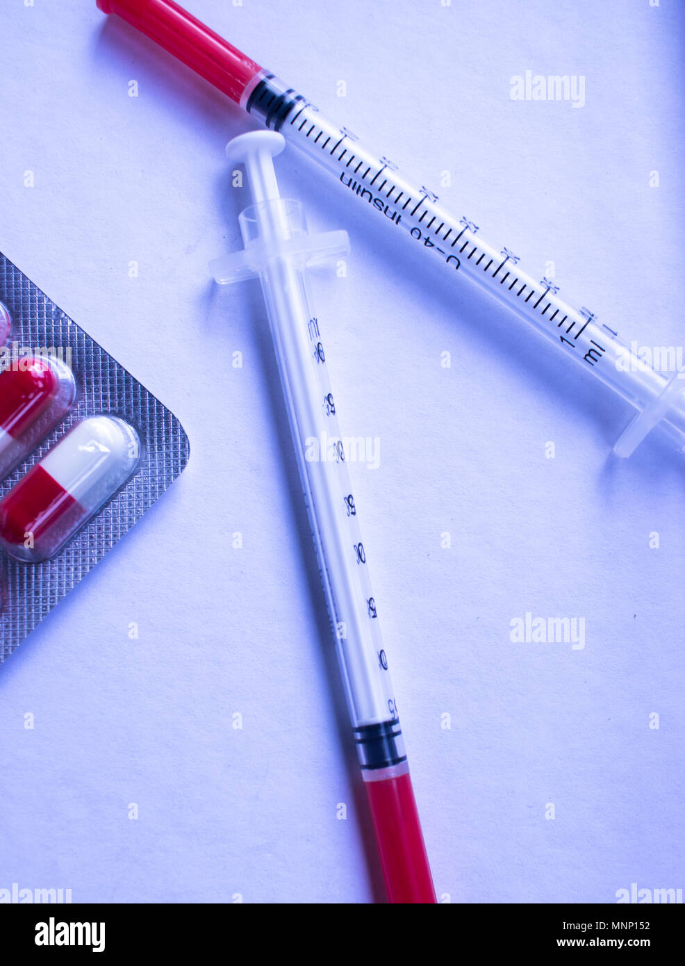 Medical prescription drug pills blister pack of red and white ...