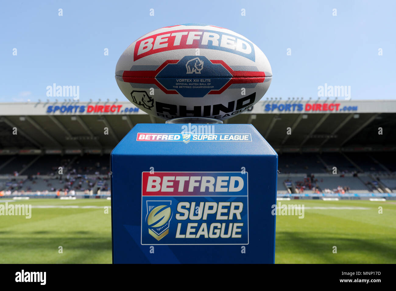 Betfred Rugby ball on display at St James' Park before the Betfred ...