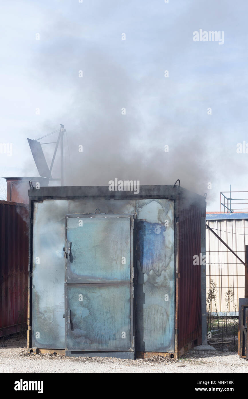 Fire station firefighter training equipment used by fireman to simulate ...