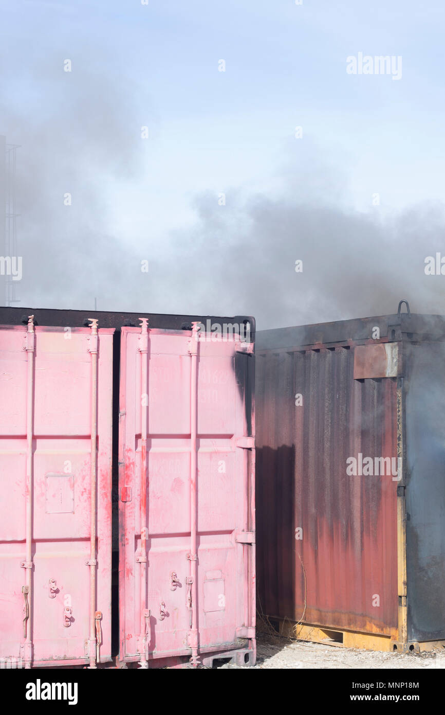 Fire station firefighter training equipment used by fireman to simulate ...