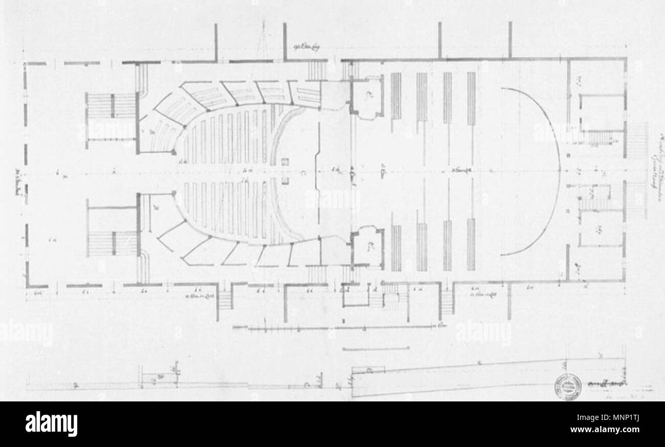 English: Plan of the Opera hall (Operalnia) in the Saxon Garden in ...