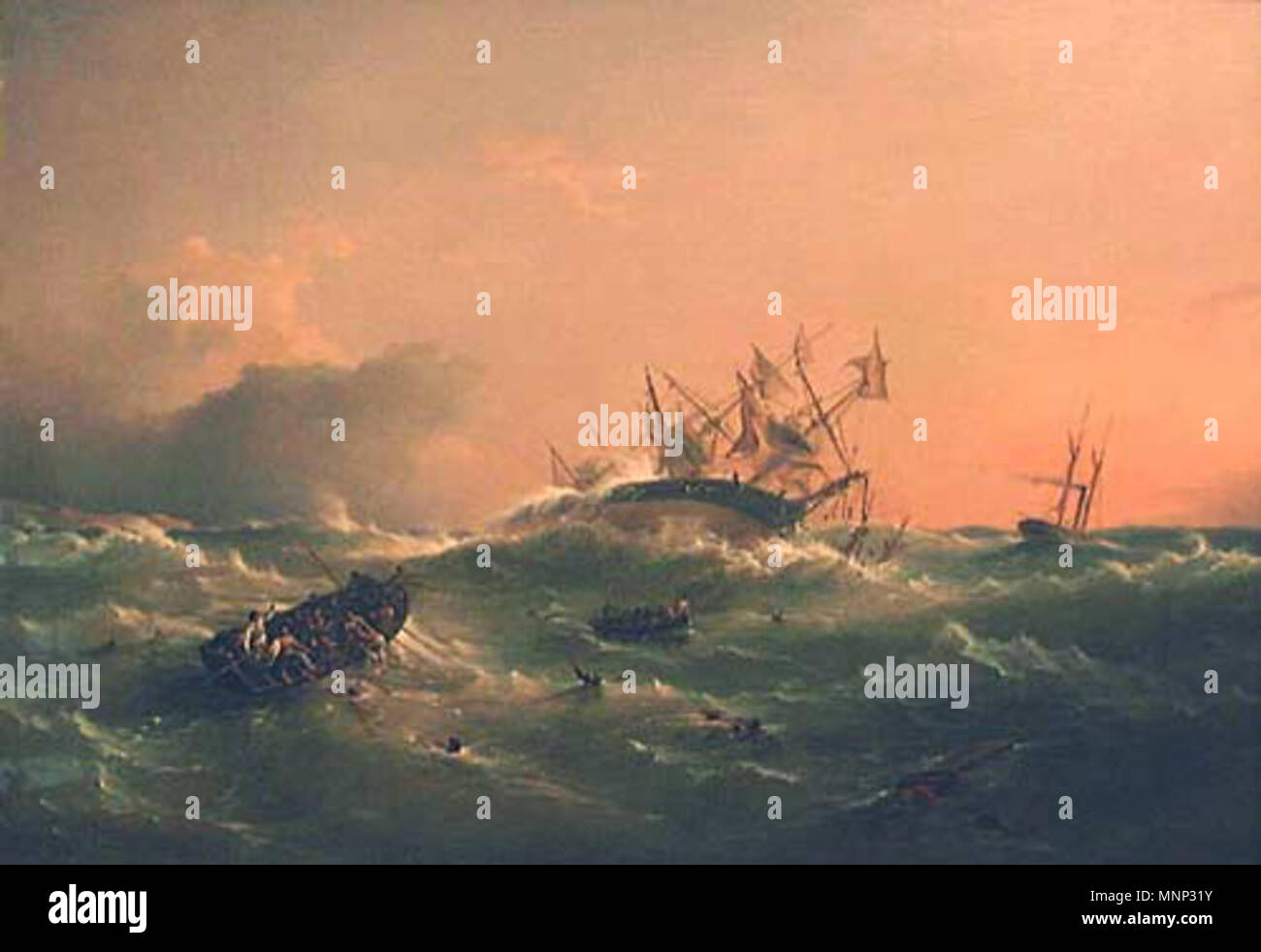 The wreck of HMS Orpheus . painting depicting the February 1863 ...