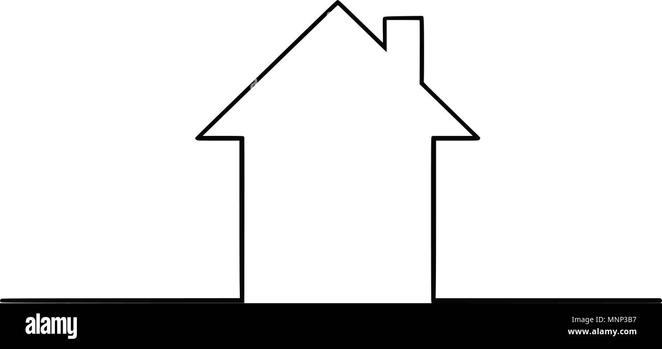 Vector Artistic Drawing Illustration of Simple Family House Silhouette ...