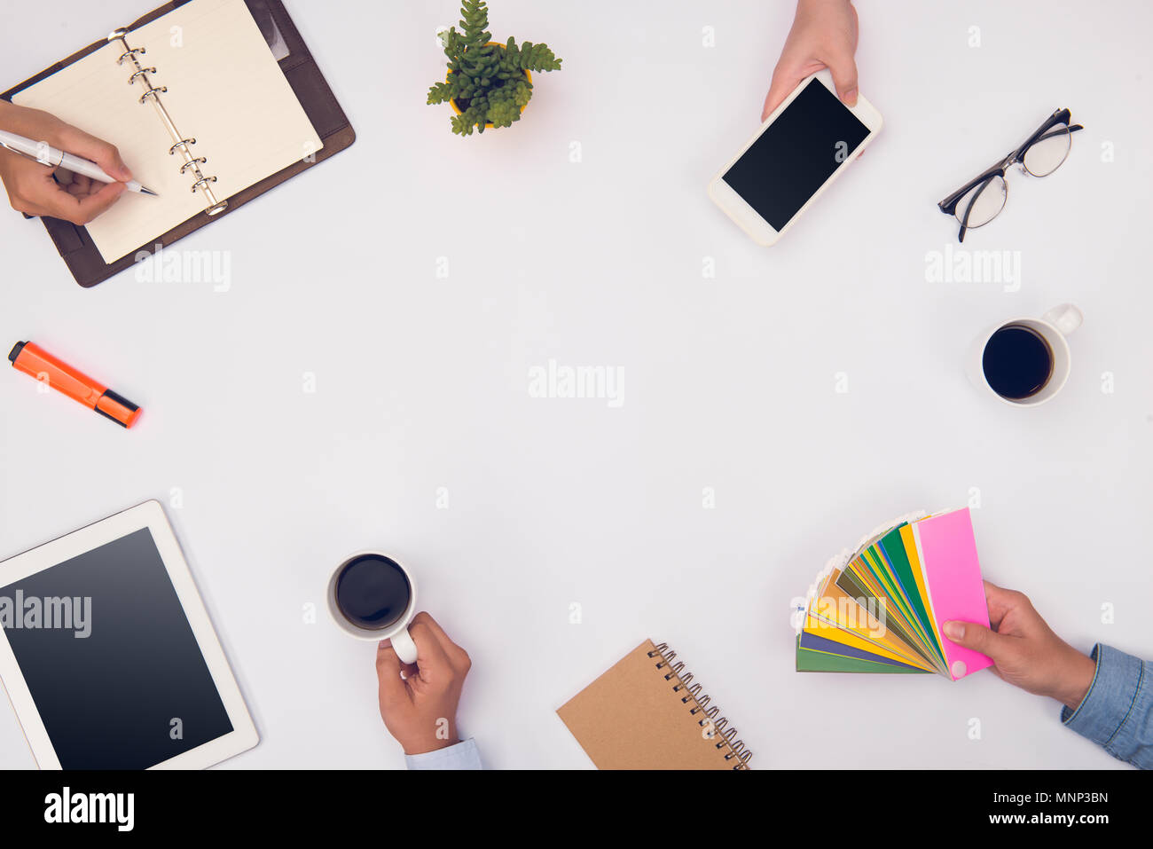 Concept of designer teamwork. Group of business people planning for a ...