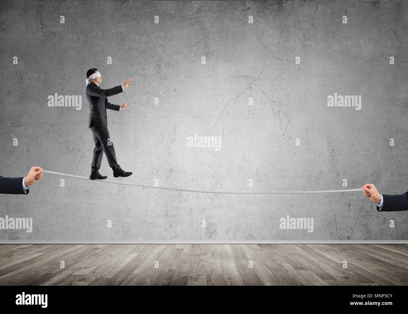 Business concept of risk support and assistance with man balancing on ...
