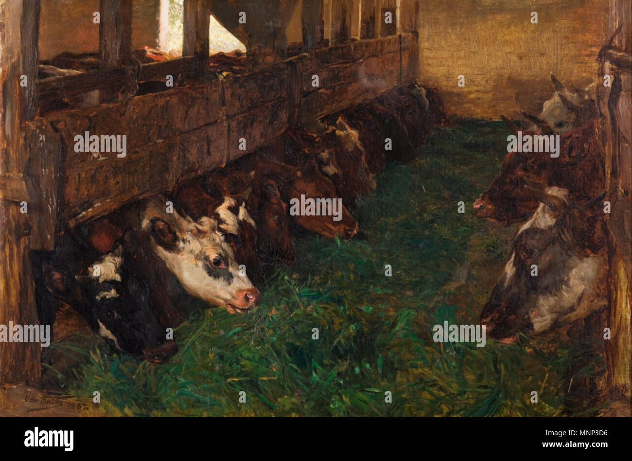 949 Otto Bache, Ungkvæg nyder grøntfoder i stalden, 1882, RKMm0010 ...